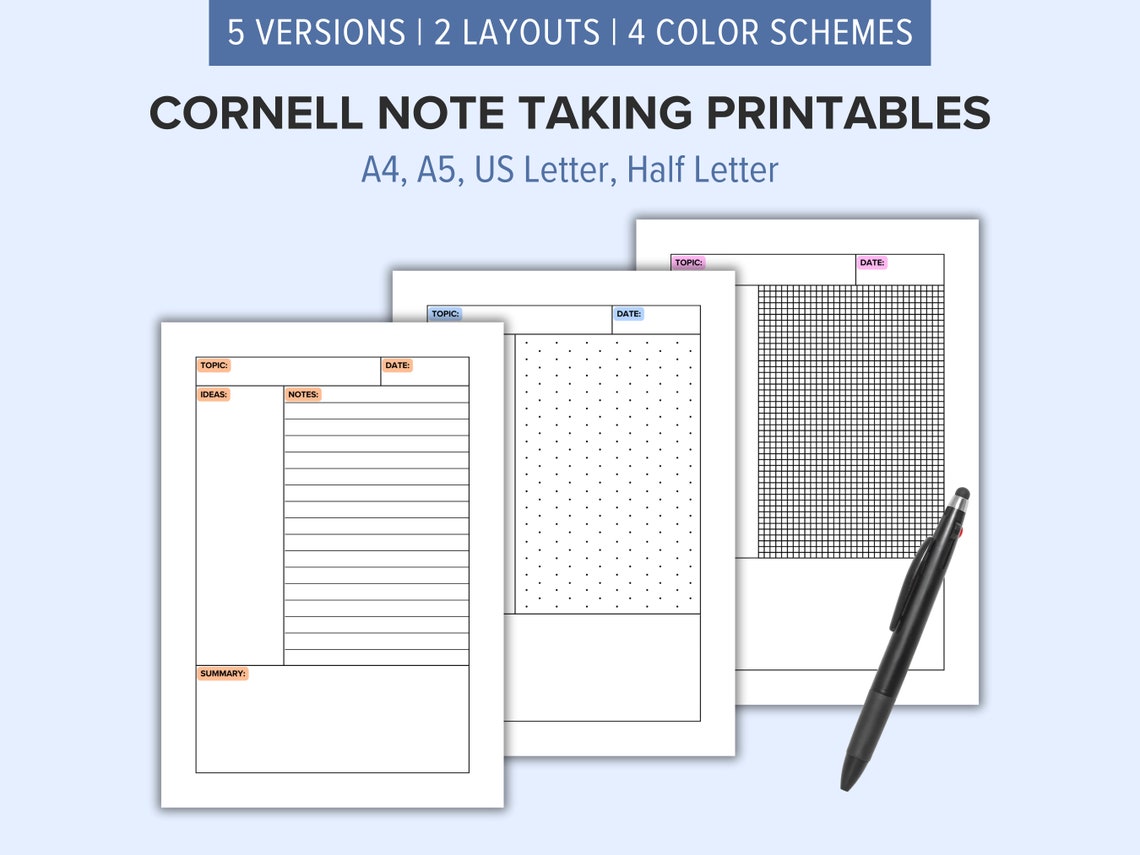 Cornell Note Taking Printable Worksheet | Printable Note Taking ...