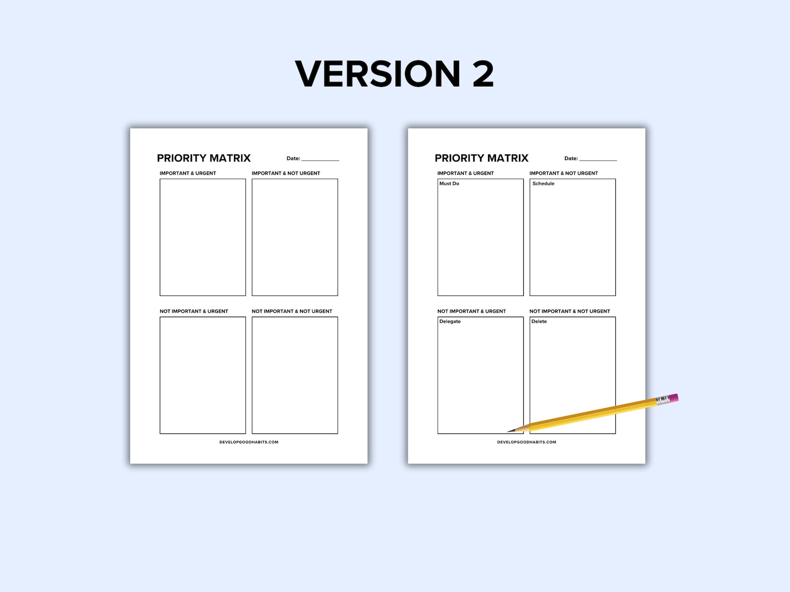 Eisenhower Priority Matrix Printable Templates | Daily Planner Decision ...