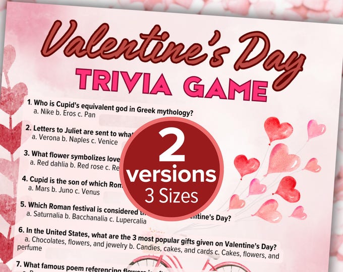 Valentines Day Trivia Games, Printable Valentine's Day Games ...