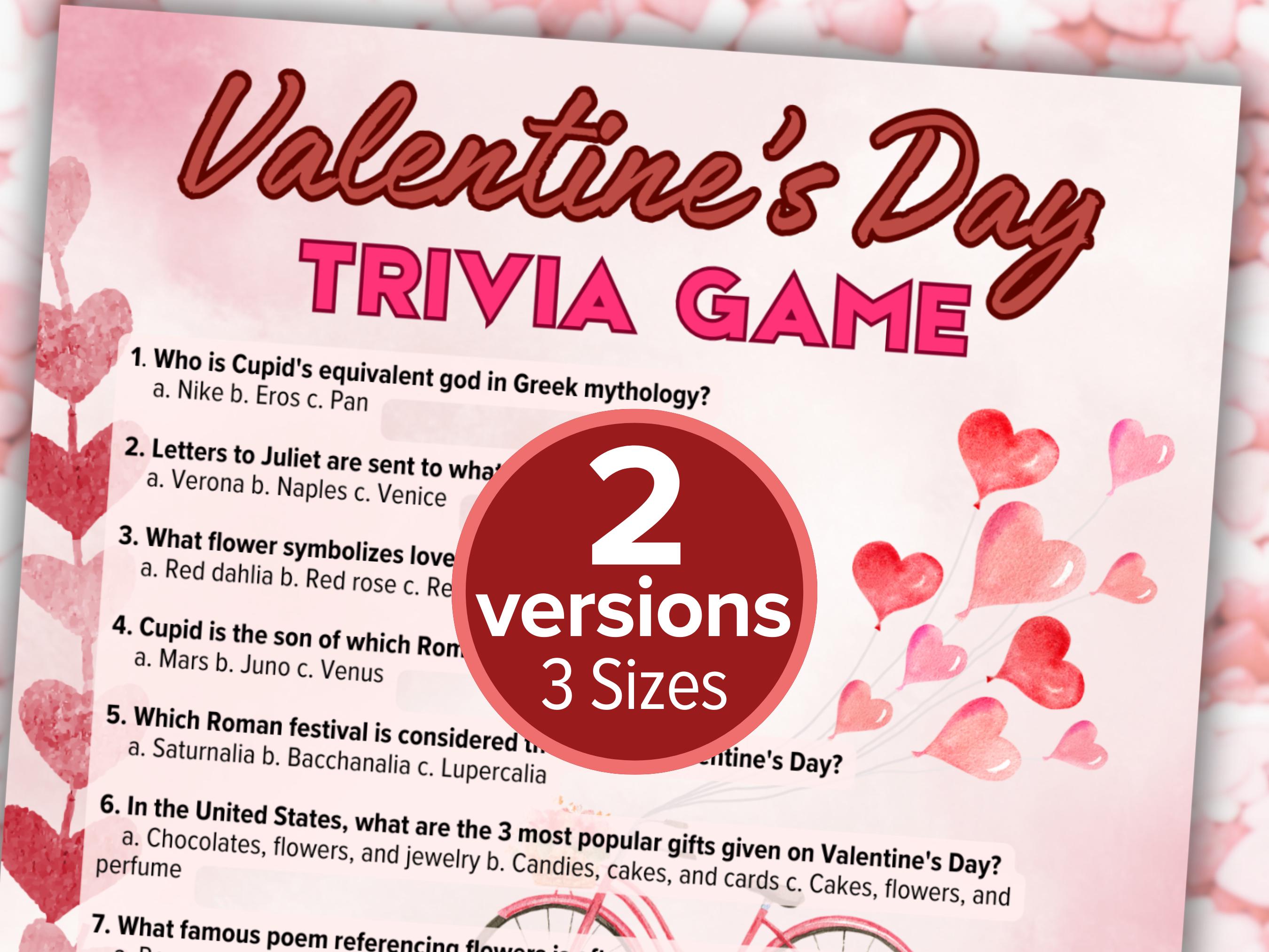 Valentine's Day Trivia Game Printable | Party Games for Adults - Etsy