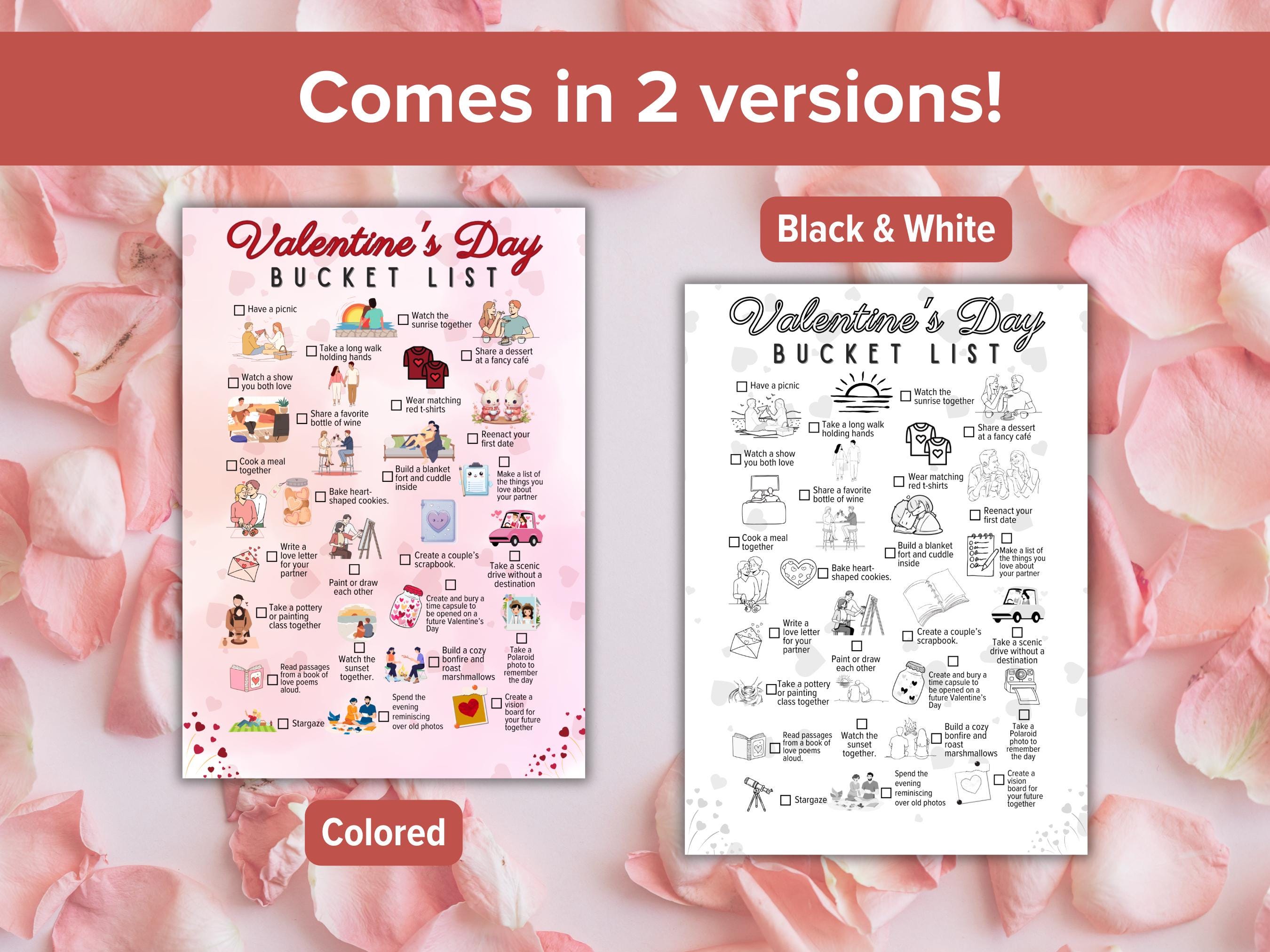 Valentine's Day Bucket List | Couples Valentine's Day | Love Theme ...