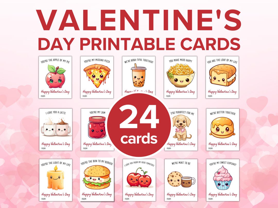 24 Valentine's Day Printable Cards With Cute Puns | School Valentine's ...
