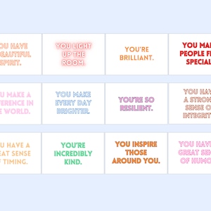 201 Compliment and Kindness Cards Printable | Words of Encouragement ...