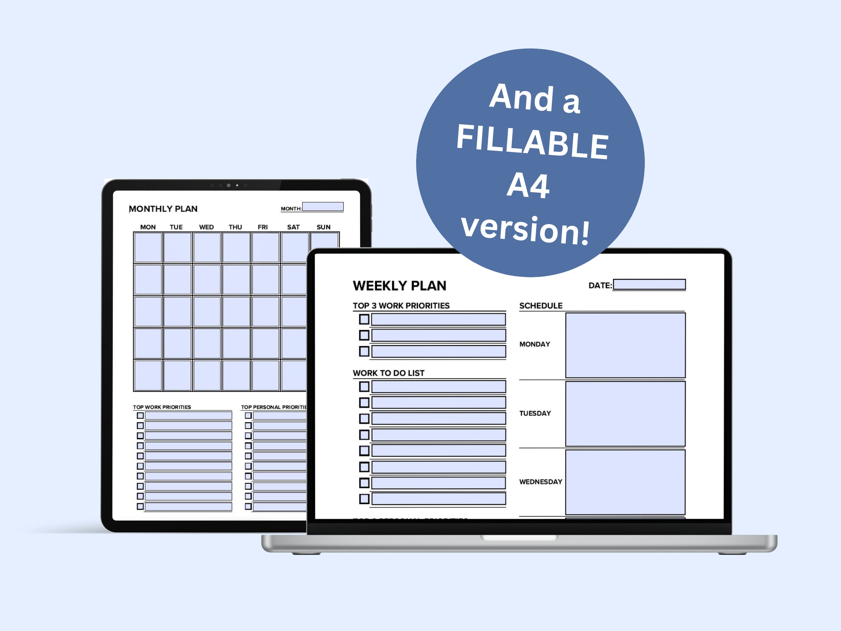 Work From Home Planner Printable Bundle | WFH Daily Planner Worksheets ...