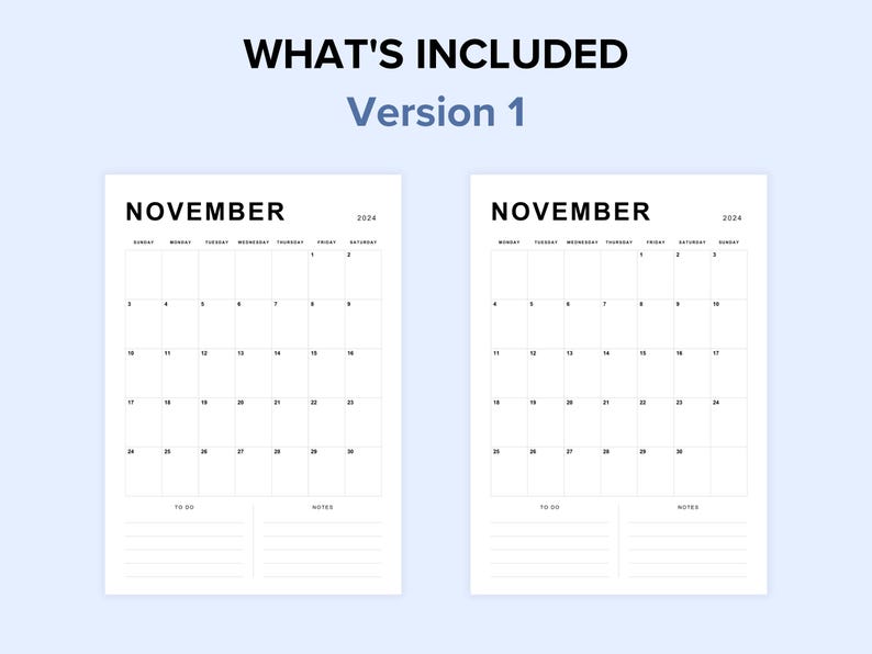 Editable November 2024 Calendar Minimalist Printable | US Letter, A4 ...