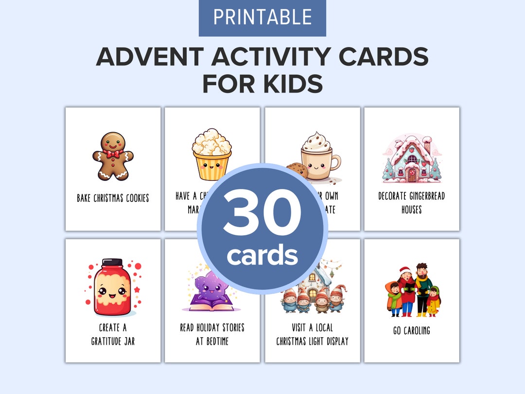 30 Printable Advent Activity Cards for Kids | Christmas Cards for Kids ...