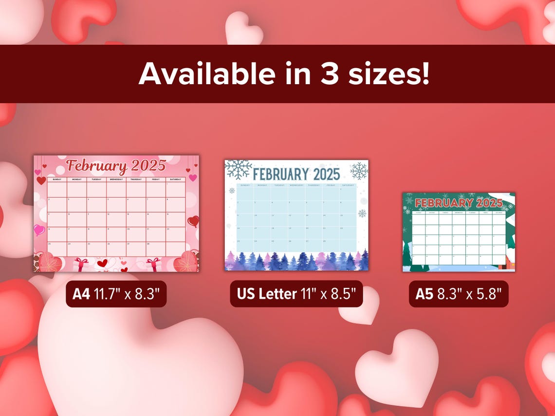 Editable February 2025 Valentines Calendar Printable | Winter-themed ...