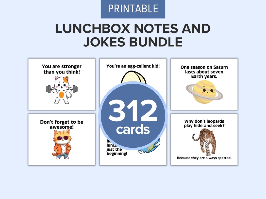 312 Lunchbox Notes and Jokes Printable | Fun Lunchbox Cards for Kids ...