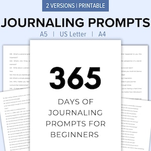 365 Journaling Prompts for Beginners Printable | One Year Journaling ...