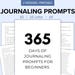 365 Journaling Prompts for Beginners Printable | One Year Journaling ...
