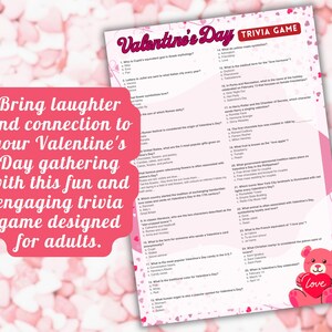 Valentine's Day Trivia Game Printable | Party Games for Adults - Etsy