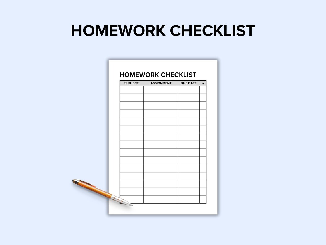 3 Homework Checklists and Worksheets Printable Bundle | Daily Homework ...