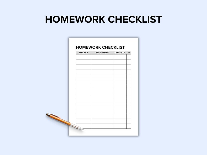 3 Homework Checklists and Worksheets Printable Bundle | Daily Homework ...