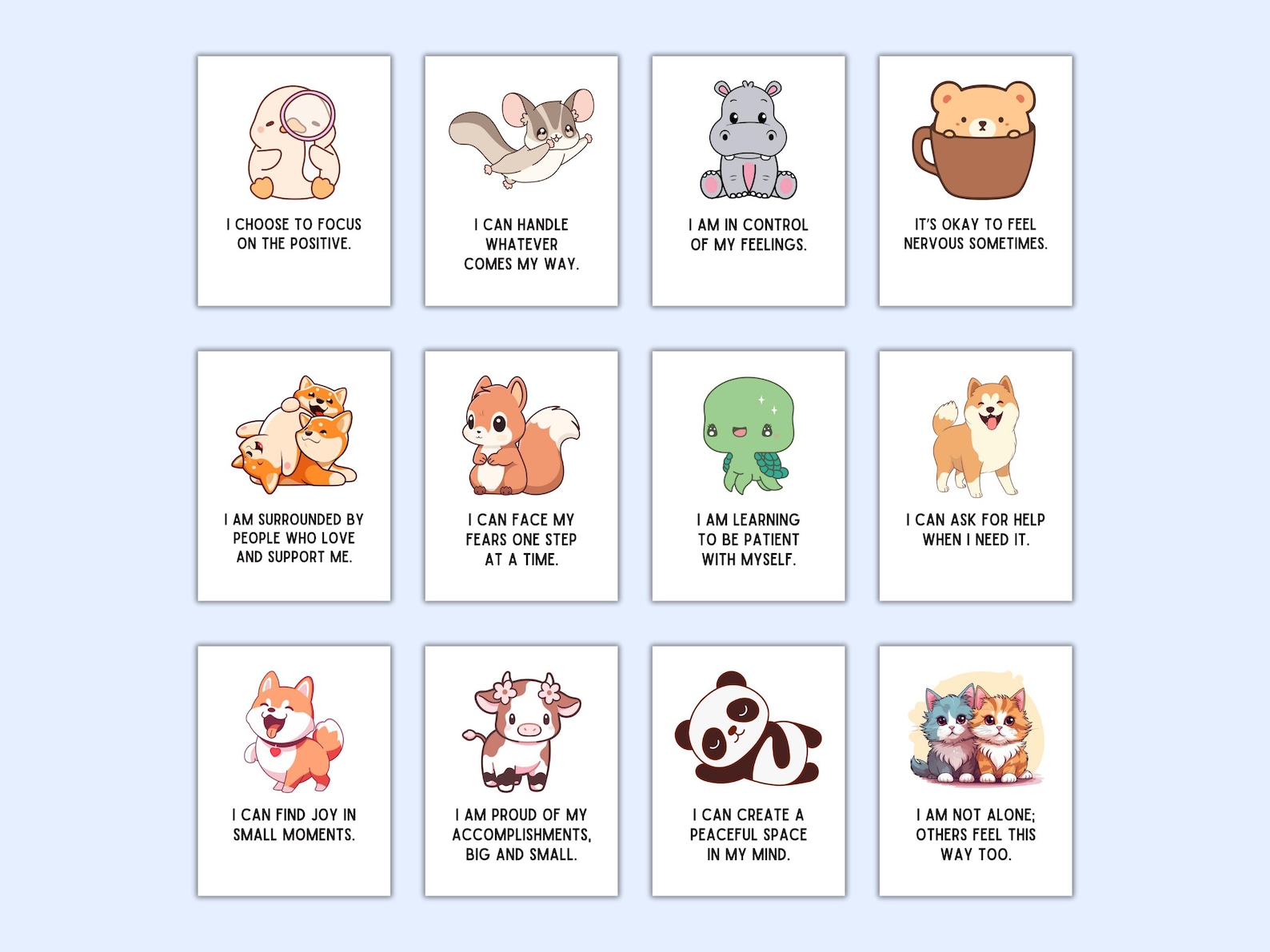 48 Anxiety Affirmations Printable Cards for Kids | Encouragement Cards ...