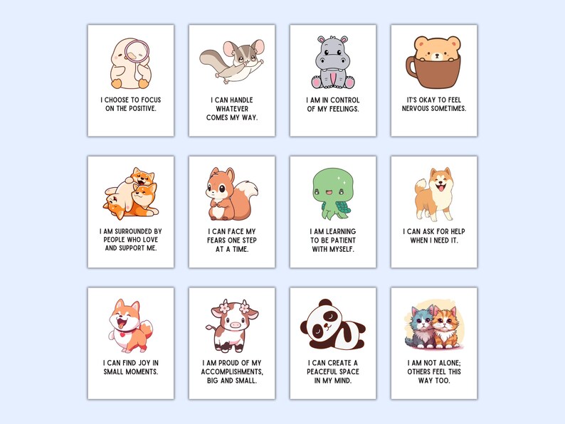 48 Anxiety Affirmations Printable Cards for Kids | Encouragement Cards ...