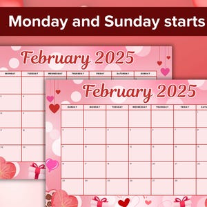 Editable February 2025 Valentines Calendar Printable | Winter-themed ...