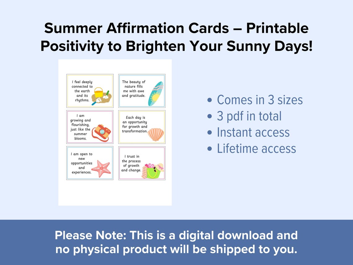 72 Summer Affirmation Cards for Gratitude | Printable Spring-themed ...