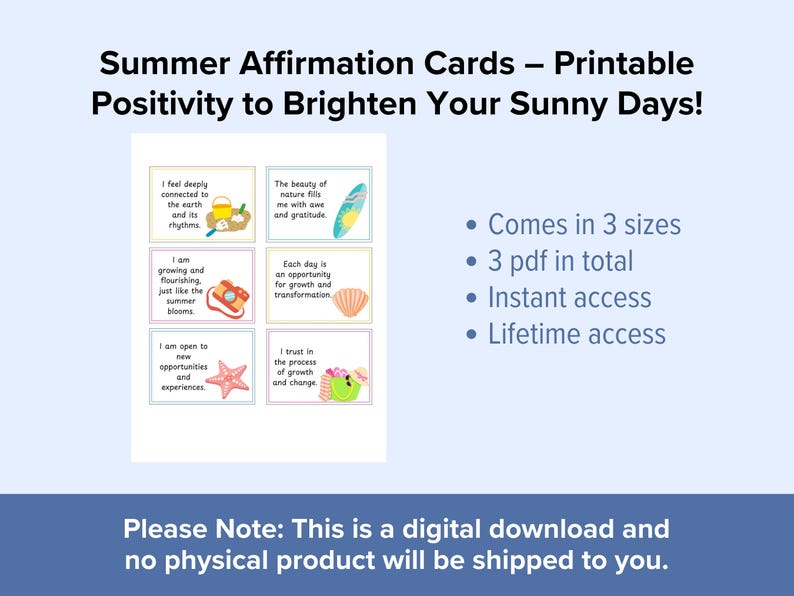 72 Summer Affirmation Cards for Gratitude | Printable Spring-themed ...