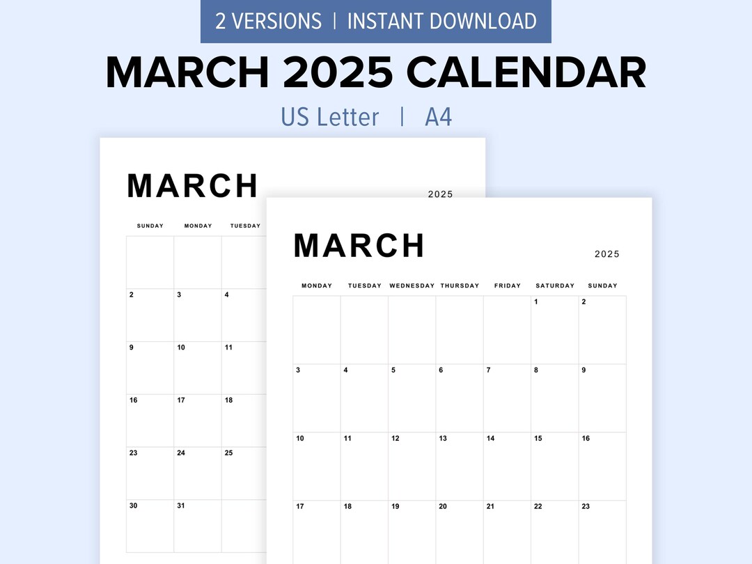 Editable March 2025 Calendar Minimalist Printable | Simple Minimalist ...