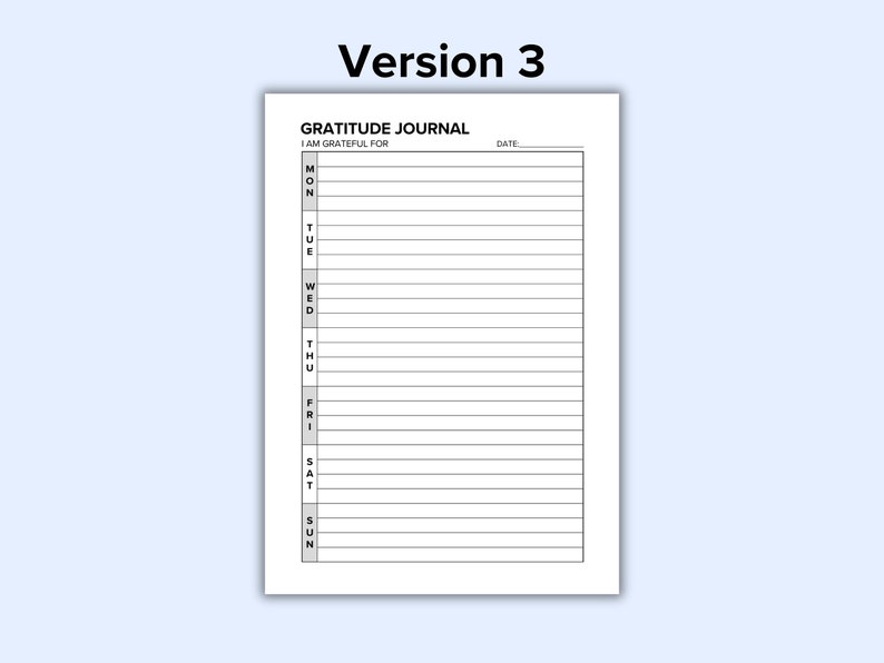 Daily Gratitude Journal Log Printable Worksheet | 30 Days of Gratitude ...