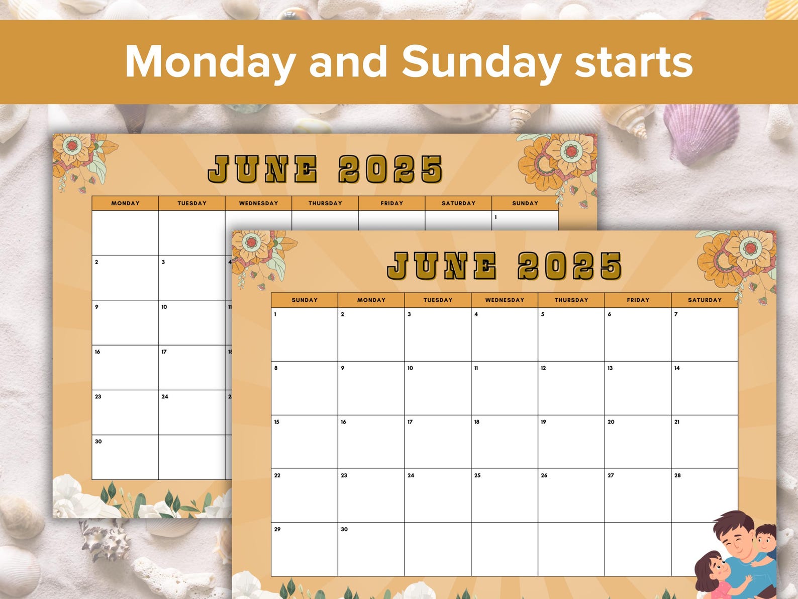 Editable June 2025 Calendar Printable and Father's Day Theme | Summer ...