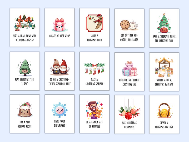 30 Printable Advent Activity Cards for Kids | Christmas Cards for Kids ...