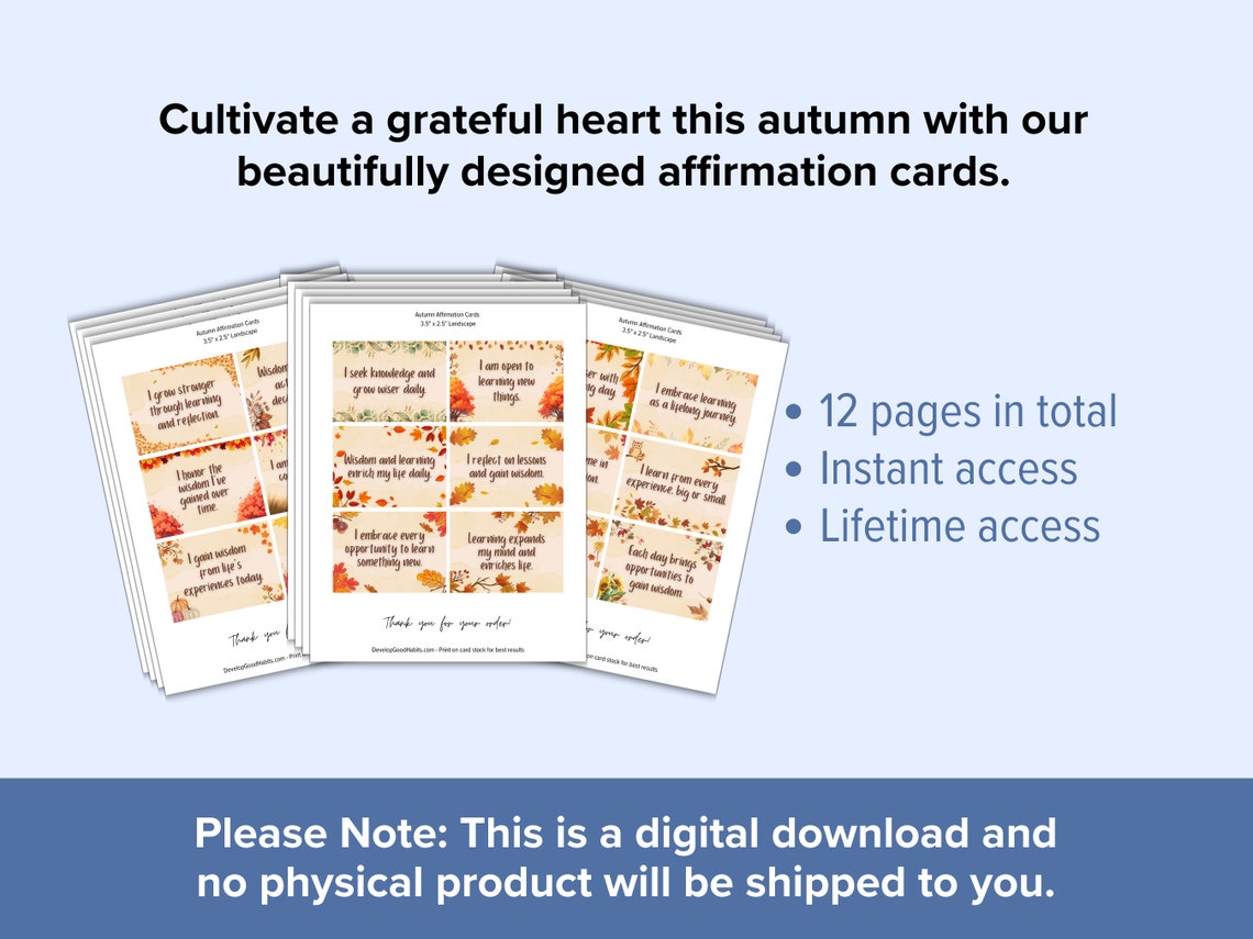 72 Fall Affirmation Cards for Gratitude | Printable Fall and Autumn ...
