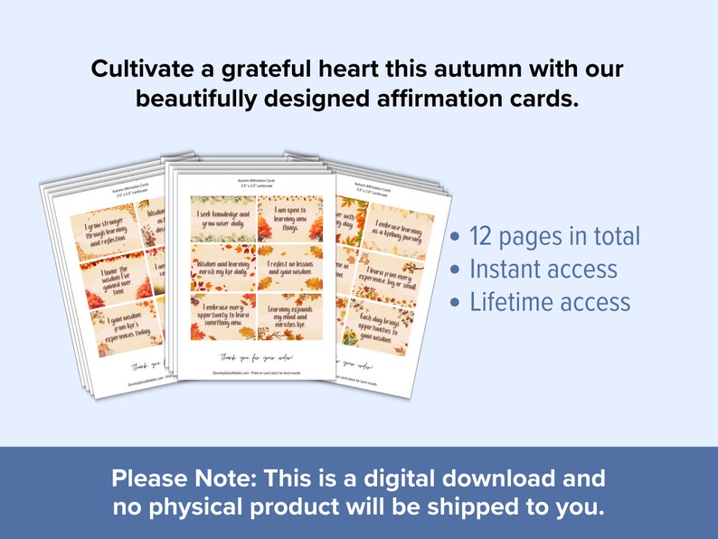 72 Fall Affirmation Cards for Gratitude | Printable Fall and Autumn ...
