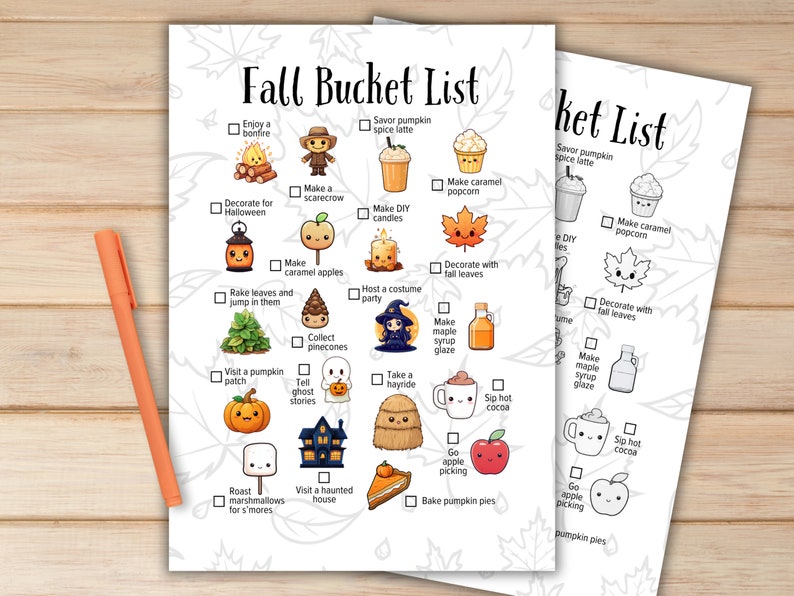 Fall Bucket List Printable | Autumn Activities Checklist | Fall ...