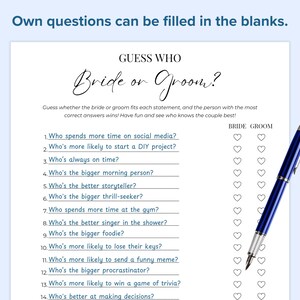 Guess Who Bride or Groom Printable Game | Bridal or Bachelorette Game ...