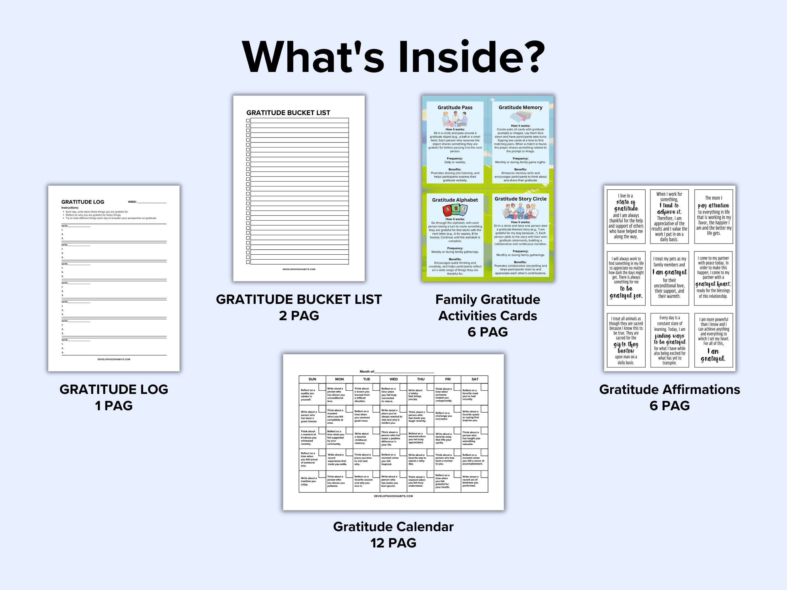 78 Gratitude Cards and Activities Printable | Gratitude Journal ...