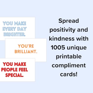 201 Compliment and Kindness Cards Printable | Words of Encouragement ...