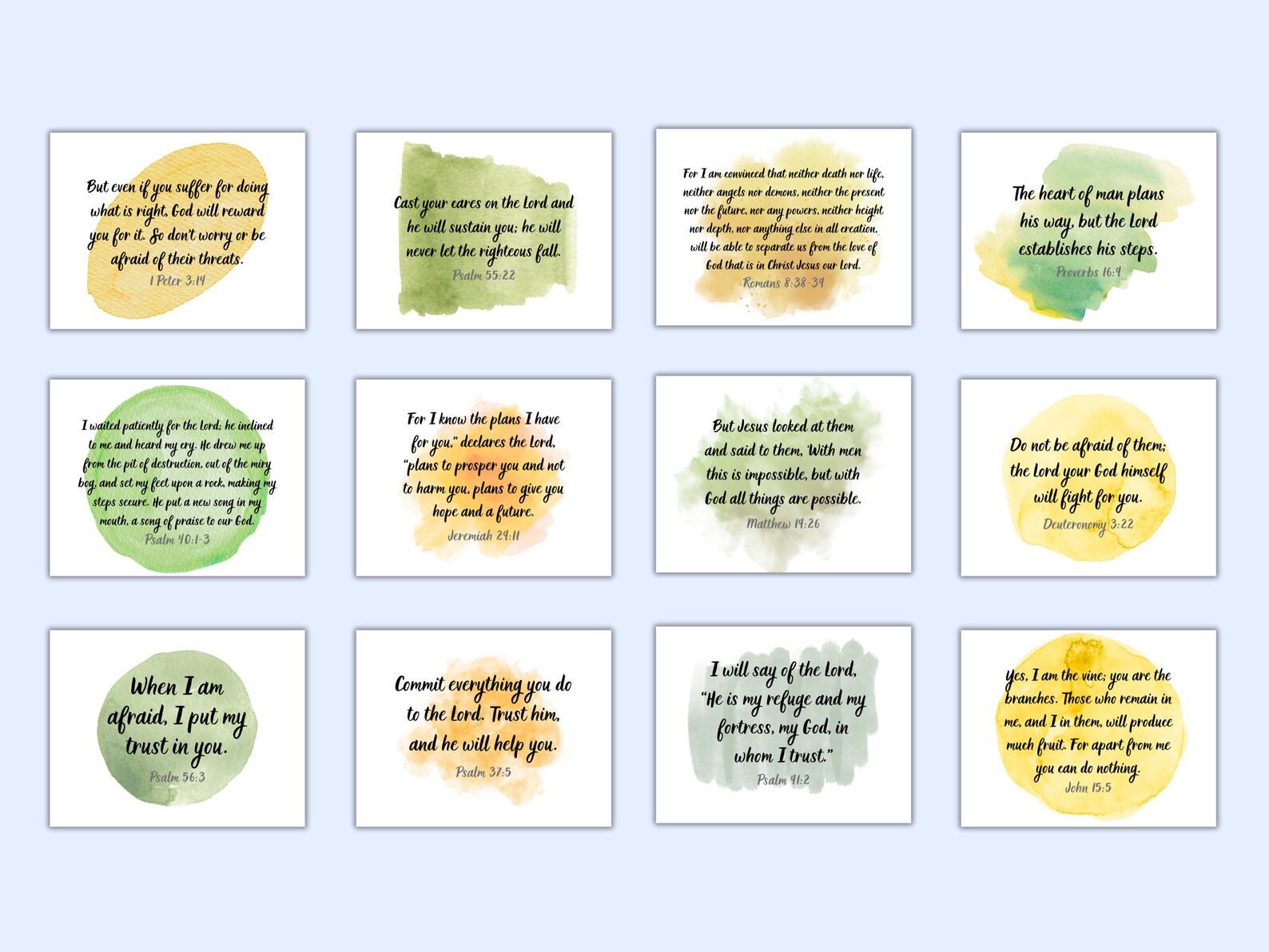 72 Printable Bible Verse Cards for Anxiety and Fear | Christian ...