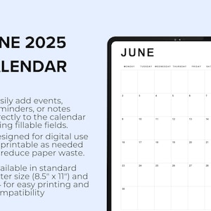 Editable June 2025 Calendar Minimalist Printable | Simple Minimalist ...