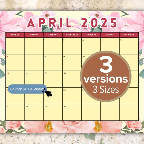 April Theme Calendar - Etsy