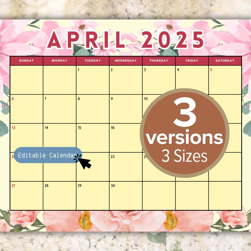 April Theme Calendar - Etsy