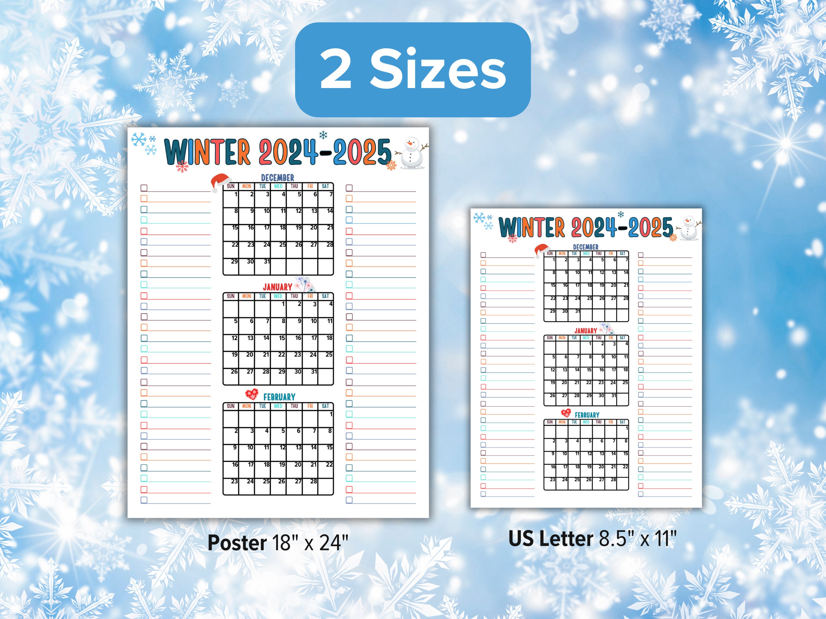 2024-2025 Printable Winter Activities Calendar | Seasonal Bucket List ...