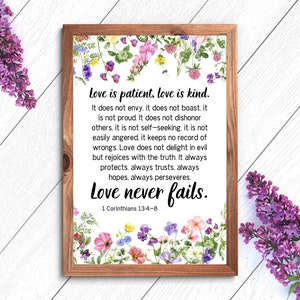 1 Corinthians 13:4-8 Bible Verse Printable | Love is Patient, Love is ...