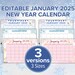 Editable January 2025 New Year Calendar Printable Winter Theme Calendar ...