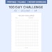 100 Day Challenge Goal Setting Tracker A4, A5, US Letter Fillable PDF ...