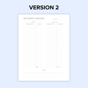 Net Worth Tracker Printable | Assets and Liabilities Balance Sheet - Etsy