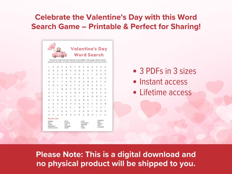 Valentine's Day Word Search | Valentine's Day Activity and Game ...