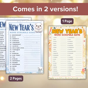 New Years Word Scramble Game Printable | New Year's Eve Kids Activity ...