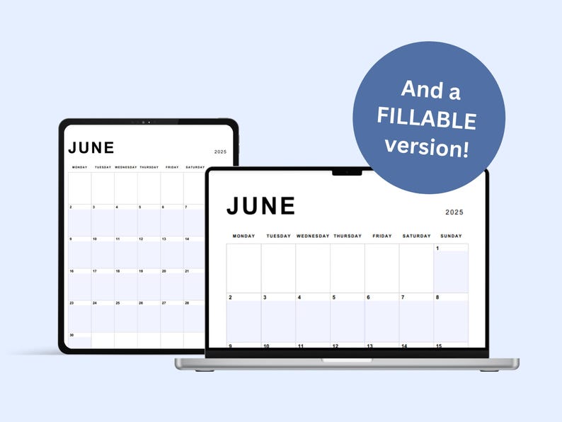 Editable June 2025 Calendar Minimalist Printable | Simple Minimalist ...