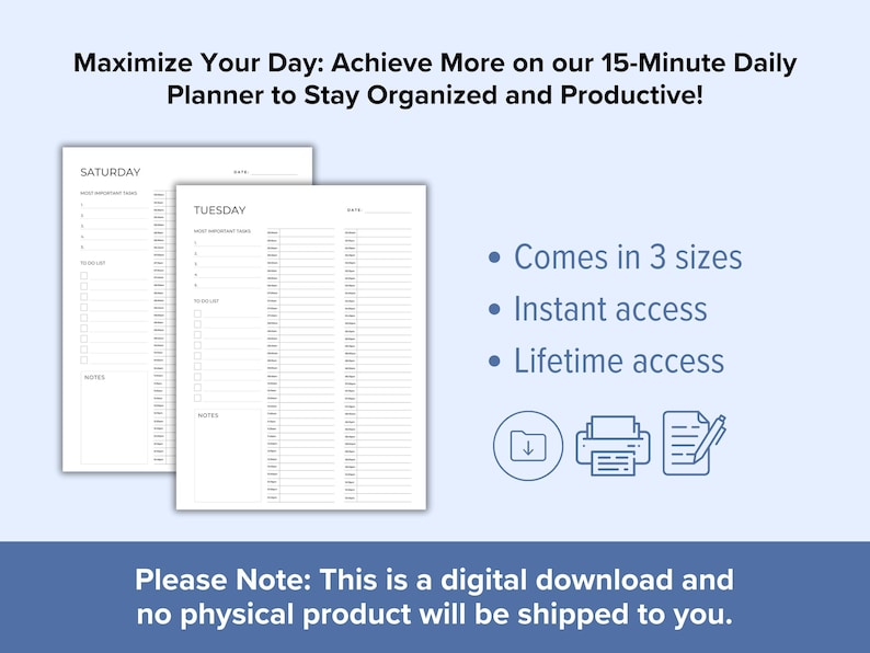 15 Minute Increment Daily Planner Printable | Time Blocking Daily ...