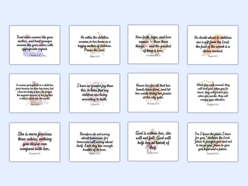 72 Bible Verses for Moms | Bible Verse Cards | Printable Scripture - Etsy