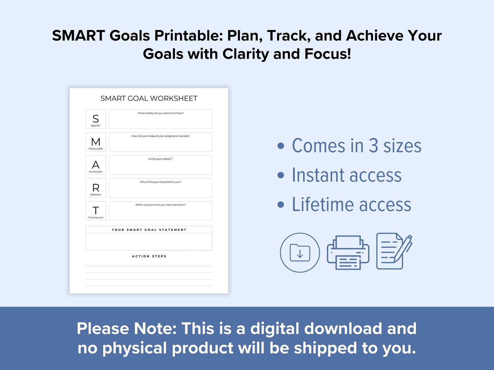 SMART Goals Printable and Editable Worksheet Template | 2025 Yearly ...