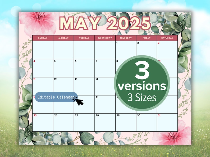 Editable May 2025 Calendar Printable and Spring Themes | Mother's Day ...