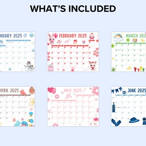 Printable 2025 Yearly Calendar Bundle for Children | Homeschool Monthly ...