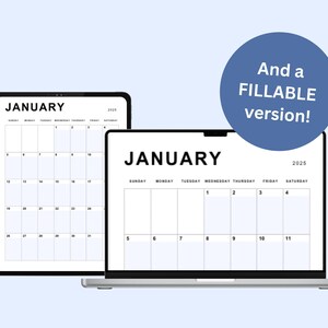 Editable January 2025 Calendar Minimalist Printable | Simple Minimalist ...